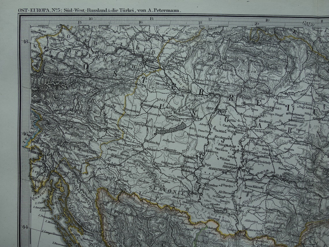 BALKANS Old Map of European Turkey in 1877 Original Large Antique Print ...