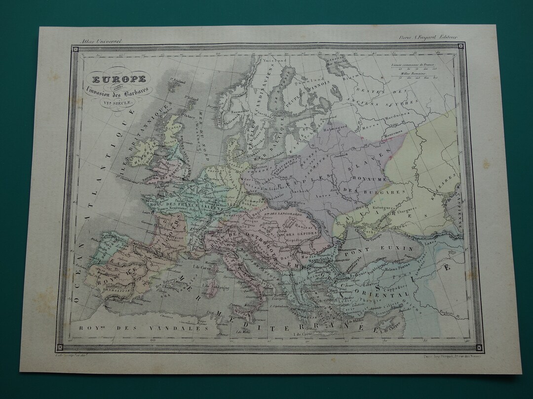 EUROPE Old History Map of Europe 1877 Original Antique French Map About ...
