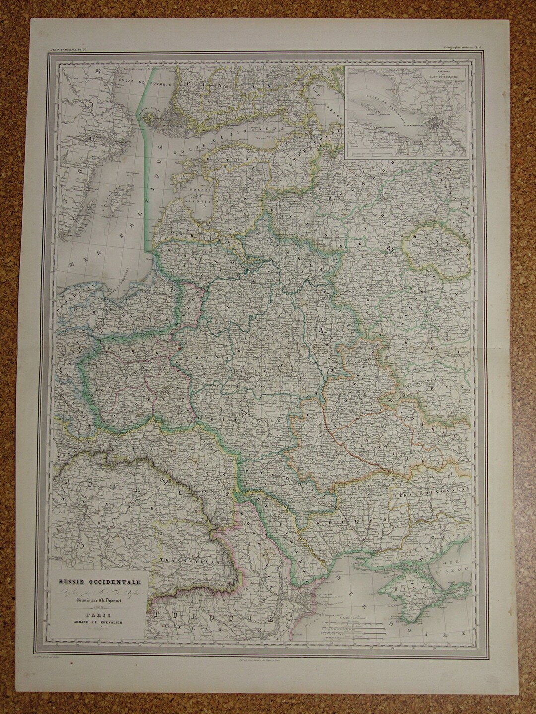 European RUSSIA Map LARGE 1863 Original Old Antique Print of the Baltic ...
