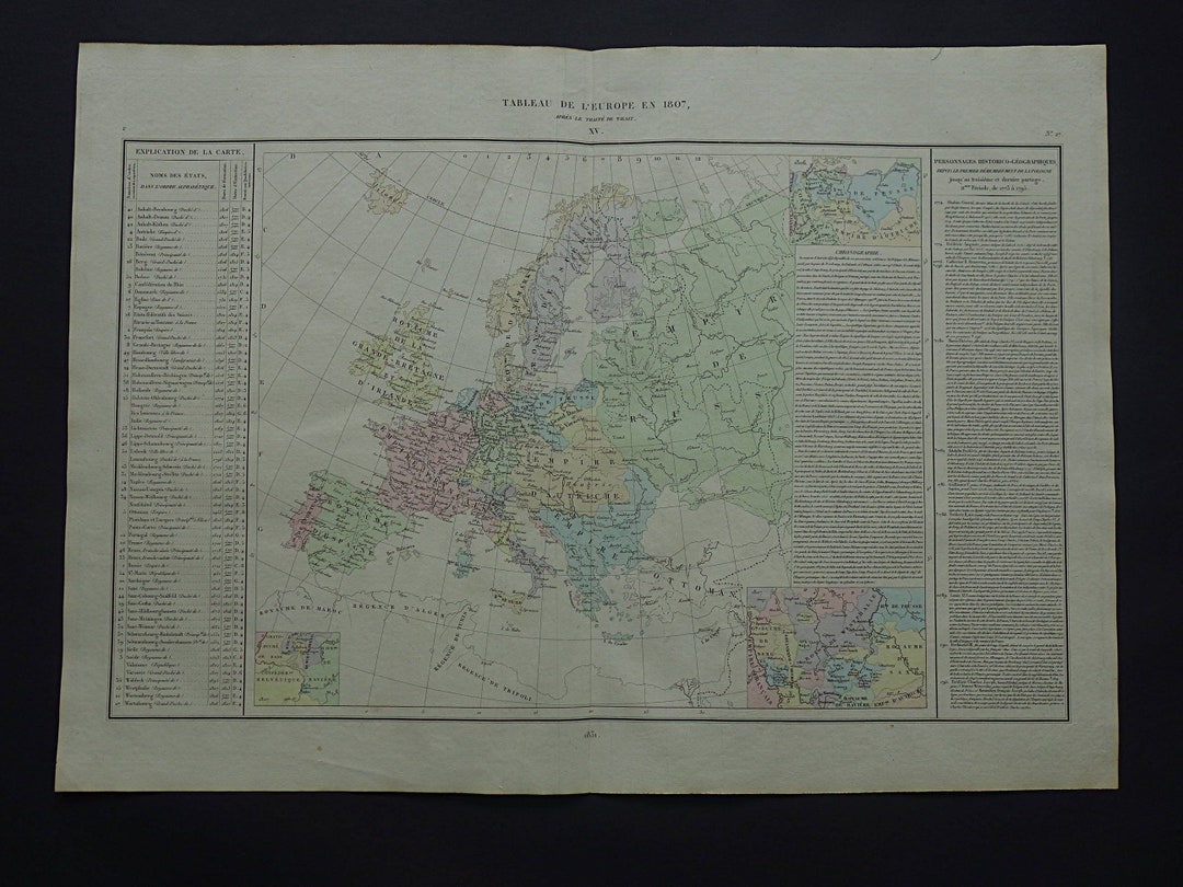 Large Old Map of Europe Original Antique History Print European ...