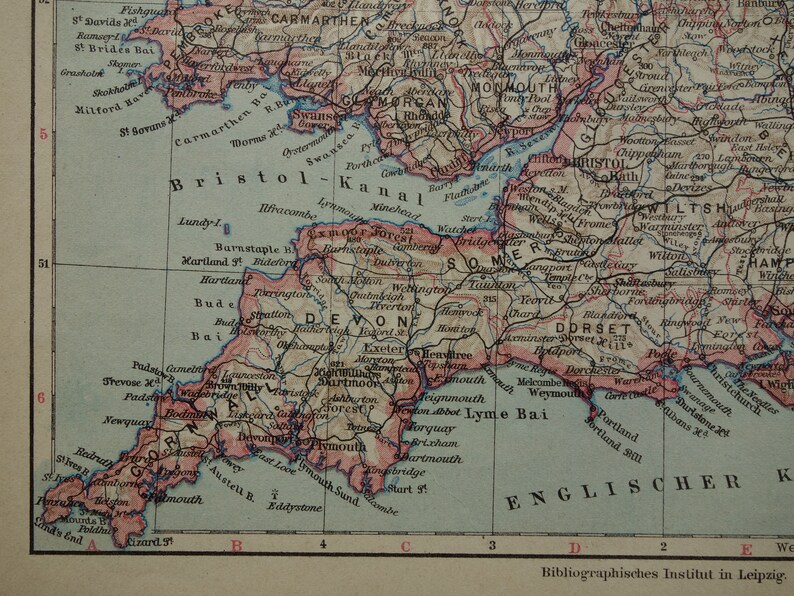Old Map of England and Wales 1926 Original Vintage Print UK Lake ...