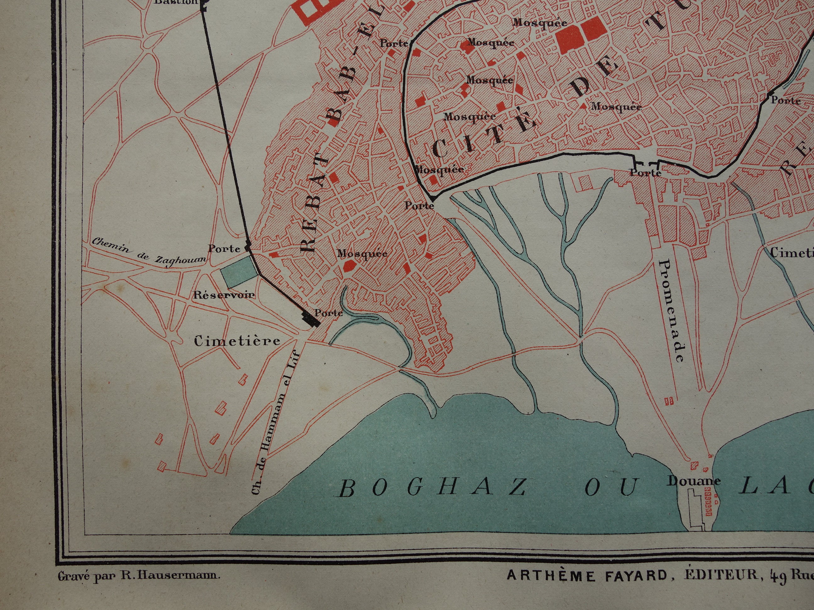 TUNIS Antique Map Original 140 Years Old Print of Tunis - Etsy UK