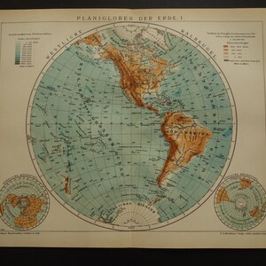 WORLDMAP Old Map of the World Original 1909 Antique German - Etsy