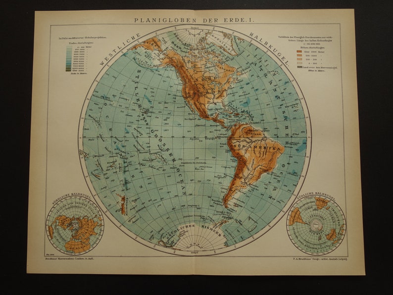 WORLDMAP Old Map of the World Original 1909 Antique German - Etsy