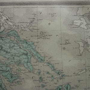 GREECE Map Over 145 Years Old Map of Greece 1877 Antique French Print ...