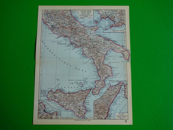 ITALY old map of Italy 1928 detailed vintage print about south | Etsy