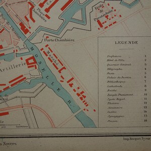 1879 METZ Old Map of Metz France - Lovely Original Antique City Plan ...