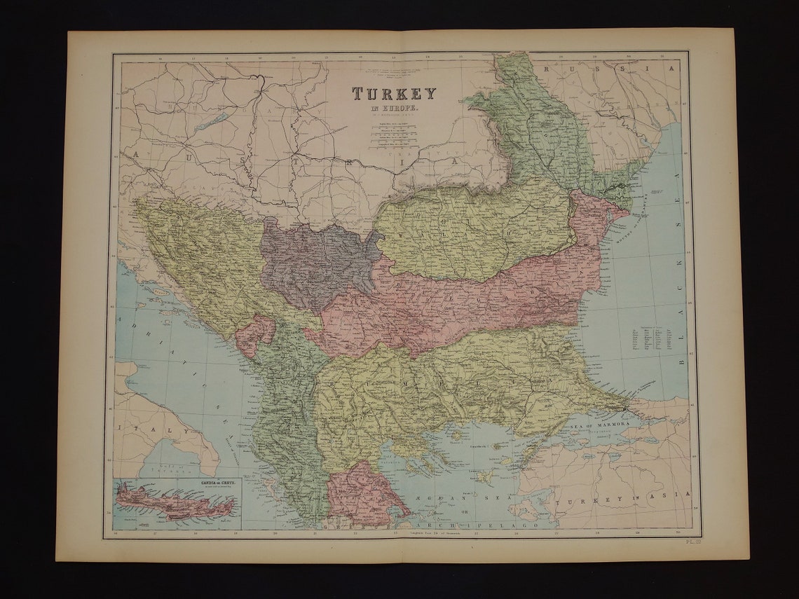 BALKANS Old Map of European Turkey in 1878 LARGE Original - Etsy