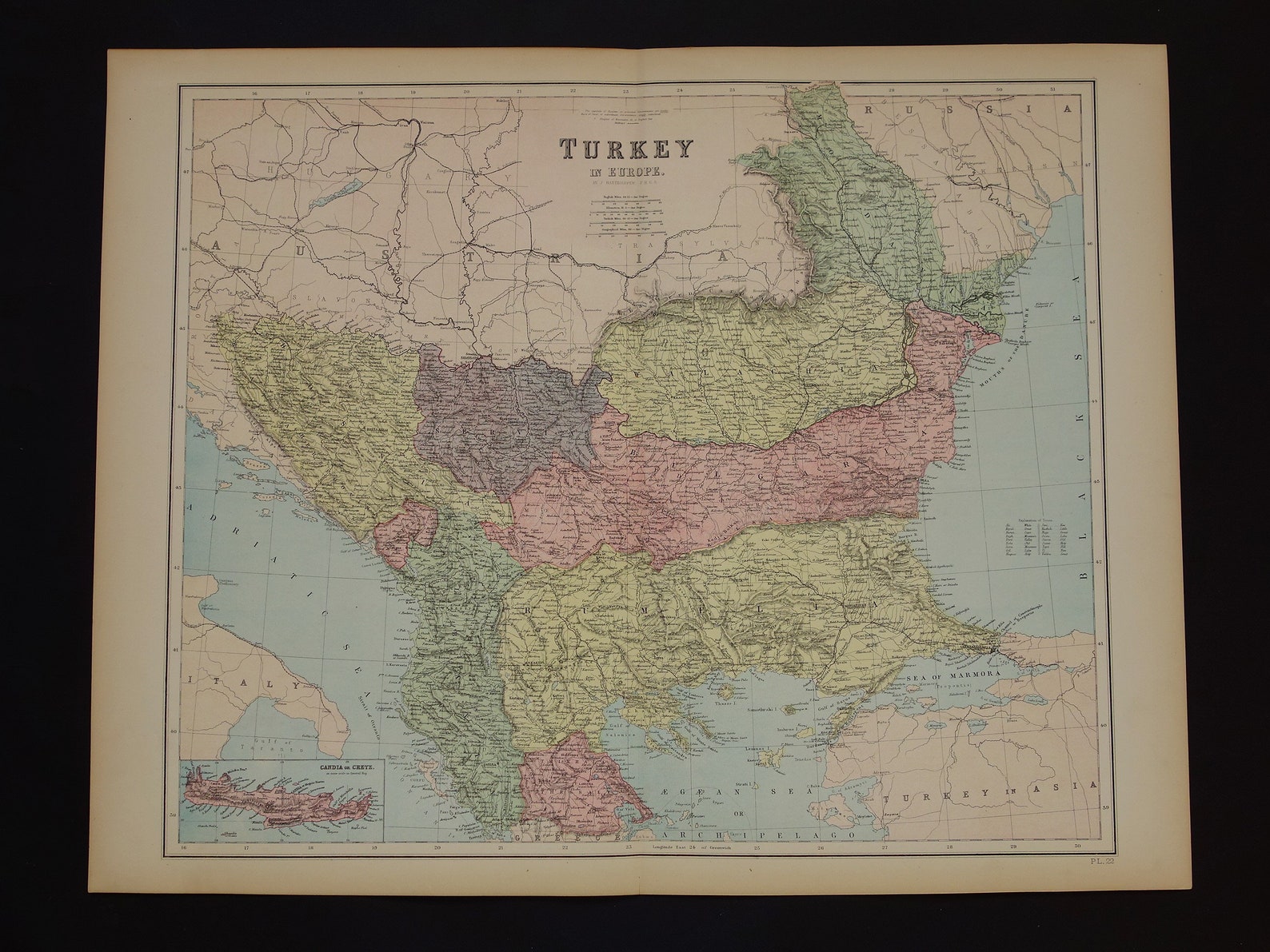 BALKANS Old Map of European Turkey in 1878 LARGE Original - Etsy