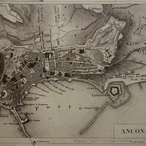 FLORENCE Old Map of Ancona Modena Livorno and Florence Original 170 ...