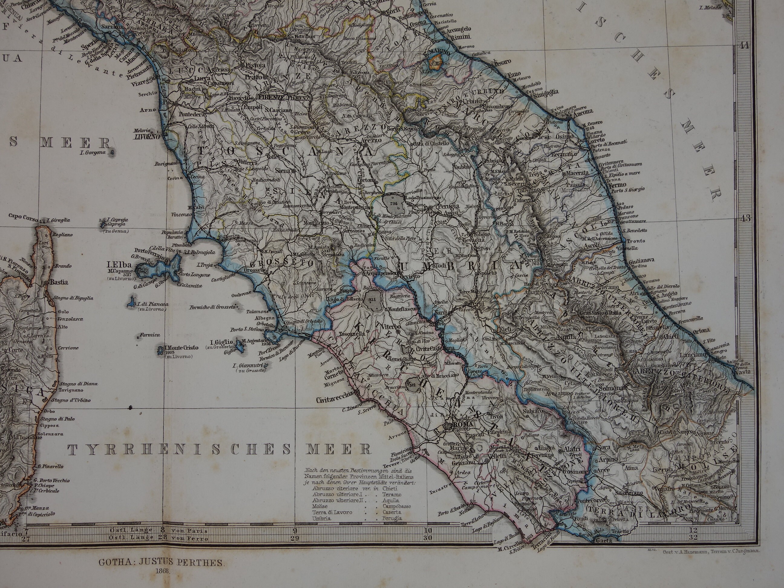 ITALY Old Map of Italy Large Original 1868 Antique Map Northern Italy ...