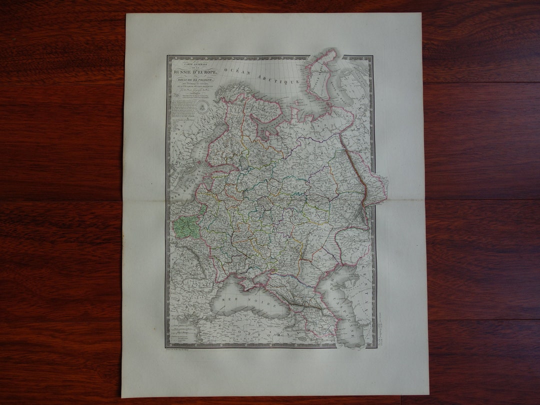 European RUSSIA Map LARGE 1826 Original Old Antique Print of the ...