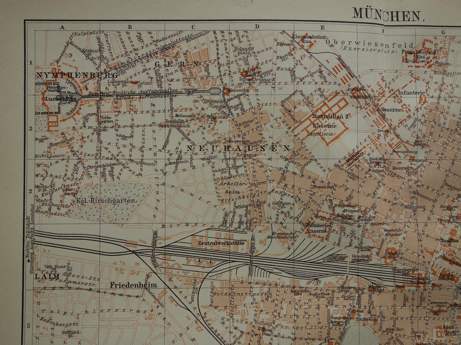 1921 Munich Old Map of Munich Germany Original Antique City Plan About ...