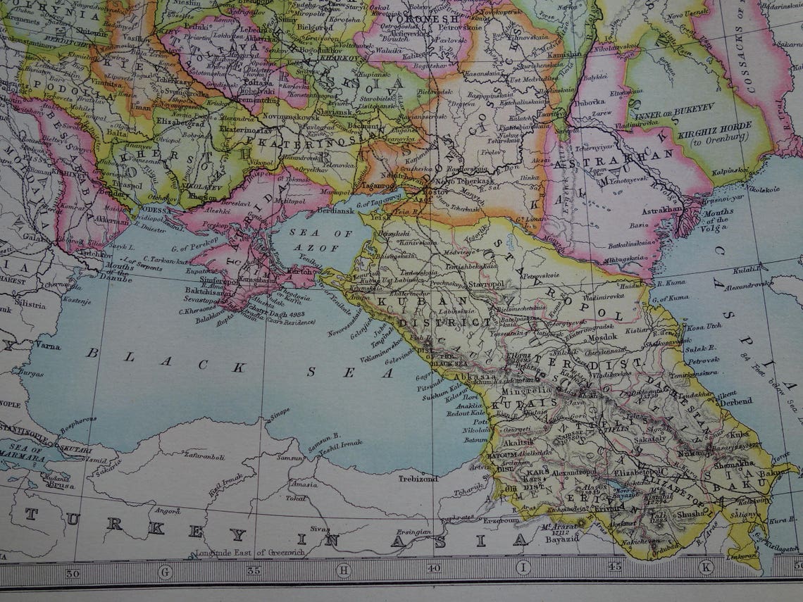 RUSSIA Old Map of Russia in 1890 Original Large English - Etsy