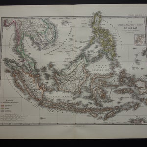 INDONESIA Old Map of Malay Archipelago LARGE Original 1877 | Etsy