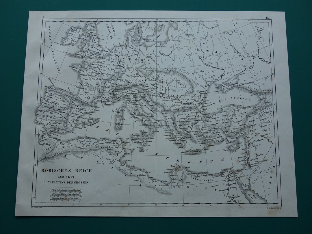 ROMAN EMPIRE Antique Map Original 175+ Years Old Print of Empire Rome ...