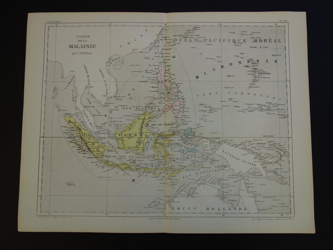 INDONESIA Old Map of Malay Archipelago 1858 Original Antique - Etsy
