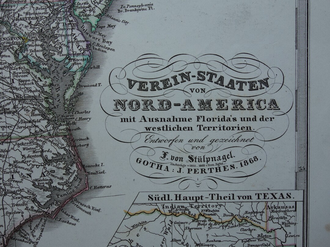 155+ Years Old USA Map Original 1868 Original Antique Print of the US ...