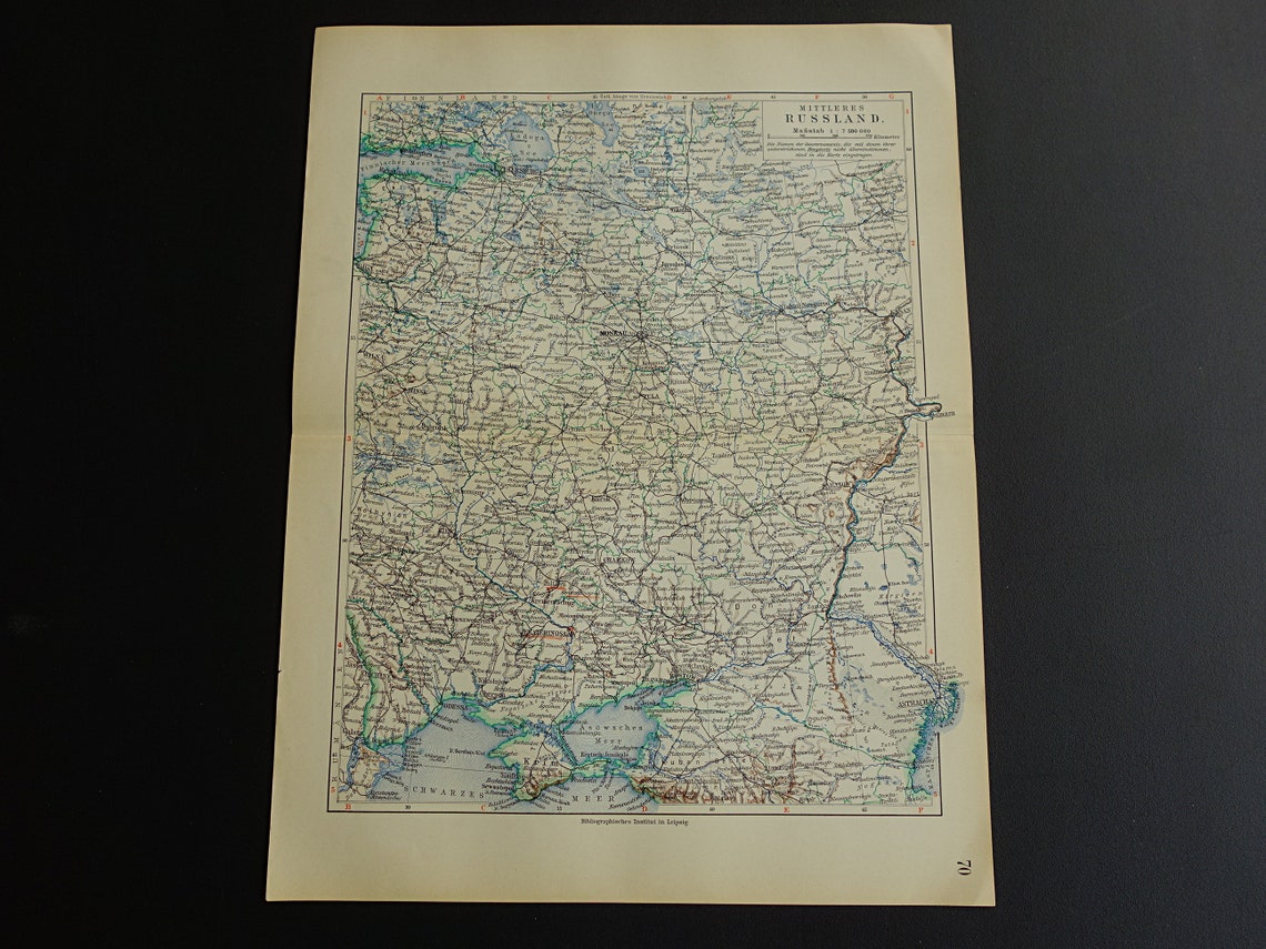 Antique Map of Russia 1913 Original 100 Years Old German Map - Etsy