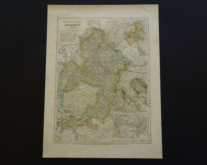 HESSEN Old Map of Kurfürstentum Hesse-kassel Germany 1849 - Etsy