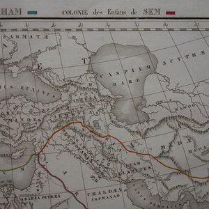 Generations of Noah Old Map 1832 Antique Biblical Table of Nations Shem ...