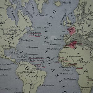 1870 Old World Map of French Colonies - Original Hand-colored Antique ...