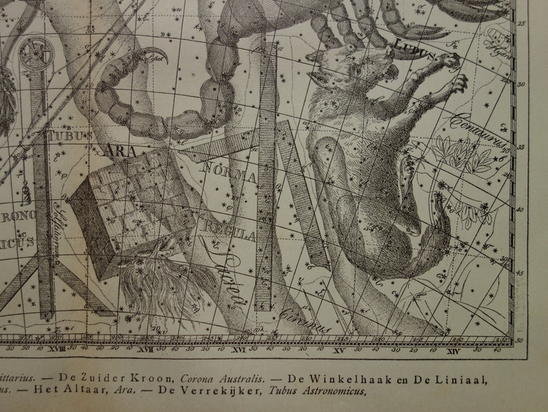 Old astrology print antique pictures of Scorpio Sagittarius | Etsy