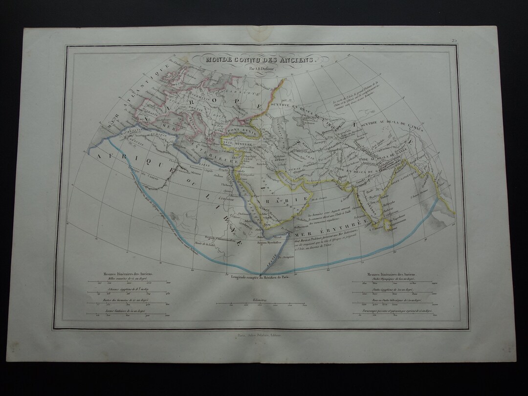 World Map as Known in Classical Antiquity Original 175+ Years Old Print ...
