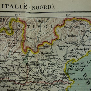 ITALY Old Map of Northern Italy 1880 Original Detailed Dutch Print ...