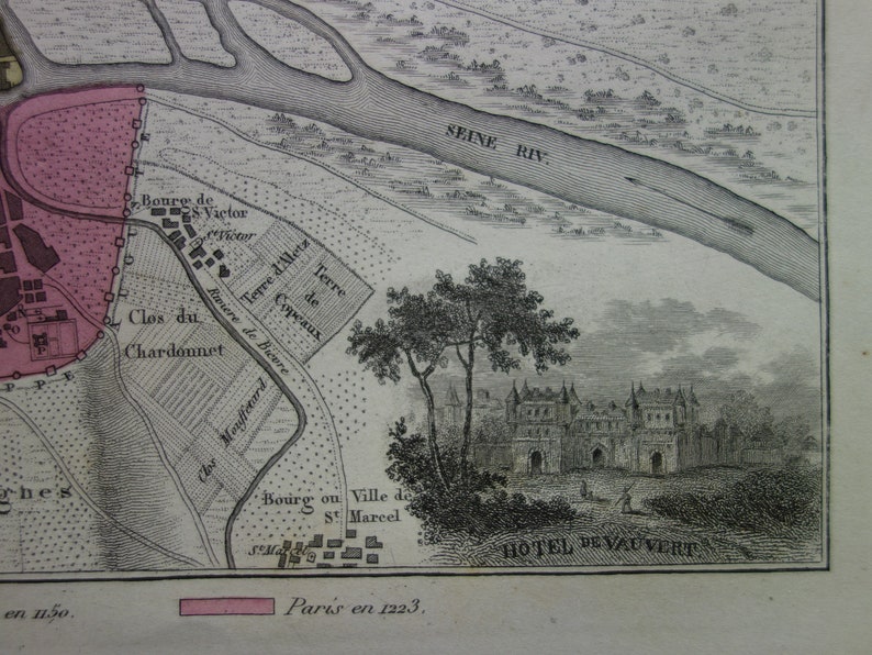 Old Map of Paris France in the Year 1180 Original 1874 Antique | Etsy