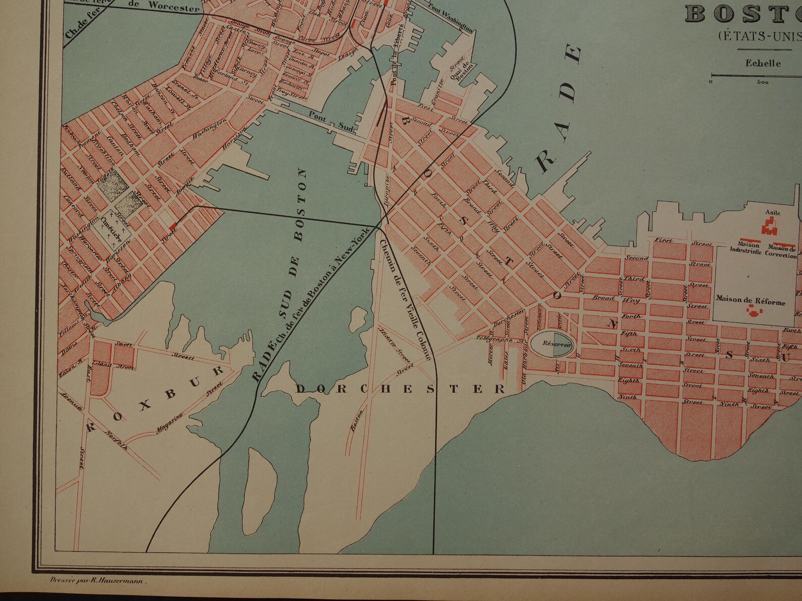 BOSTON Old Map of Boston 1877 Large Original Antique City Plan Print ...