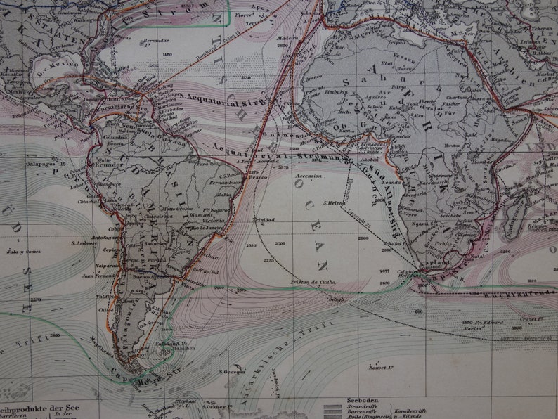 WORLDMAP Old Map of the World 1885 LARGE Original Antique - Etsy Ireland