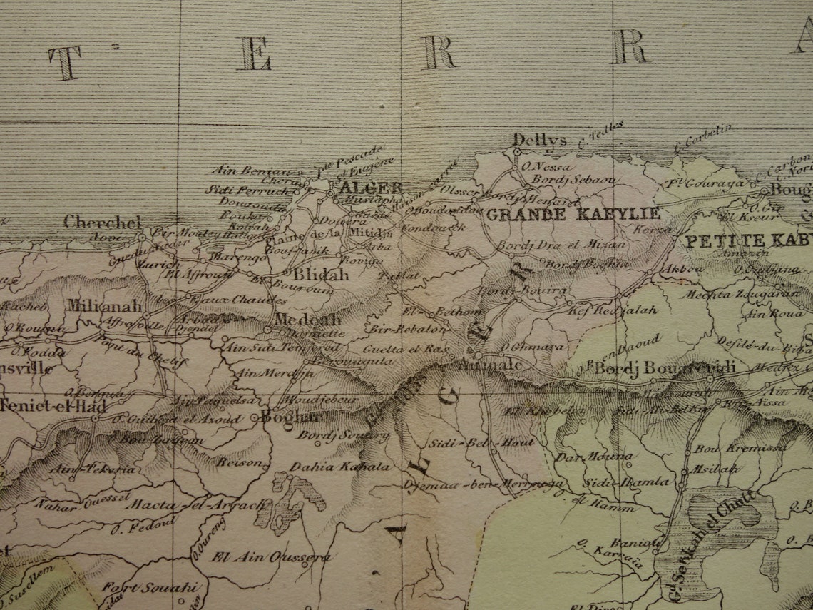 ALGERIA Old Map 1858 Antique French Print About Algeria - Etsy