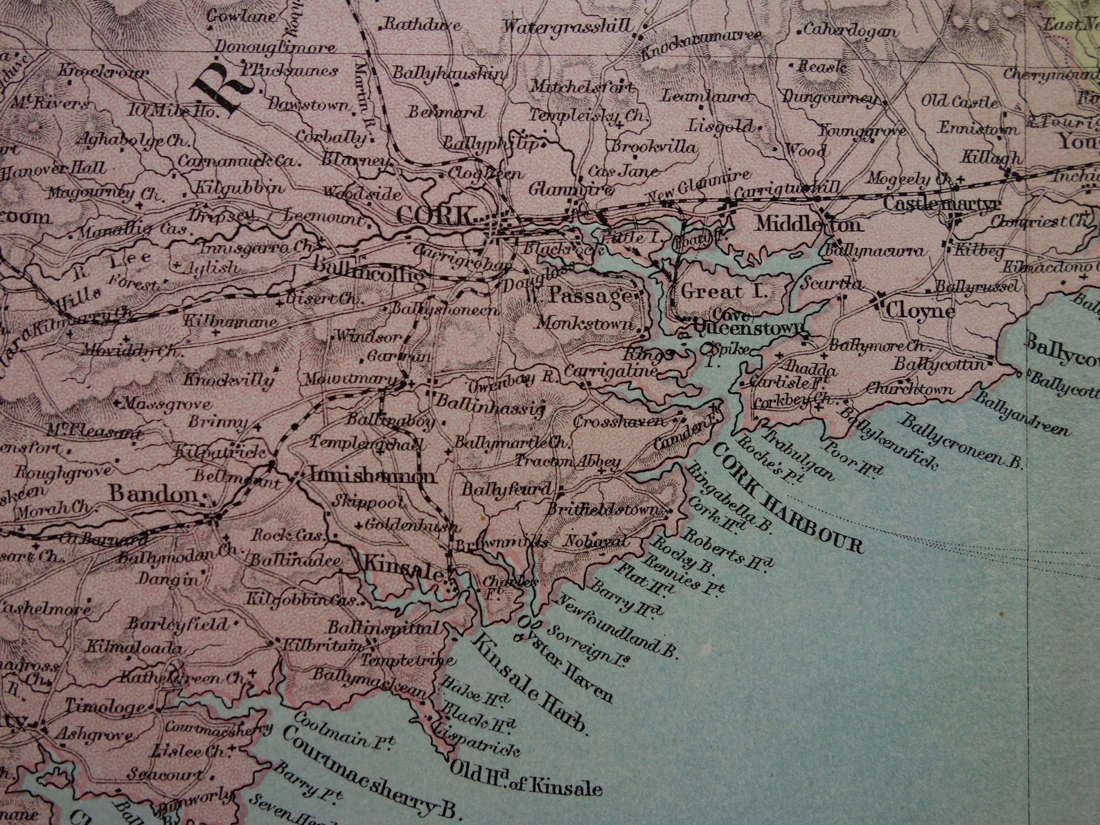 IRELAND Antique Map LARGE Original Old Poster of Southern | Etsy