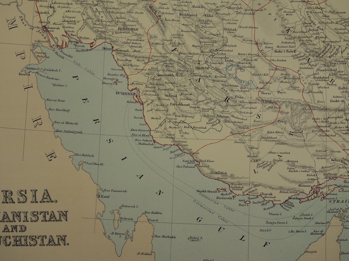 PERSIA Old Map of Persia LARGE 1890 Original Antique Poster of - Etsy