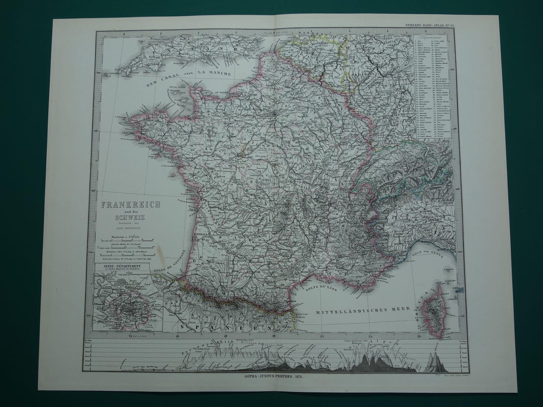 Old Map of France 1876 Dated Original Antique Map of France - Etsy