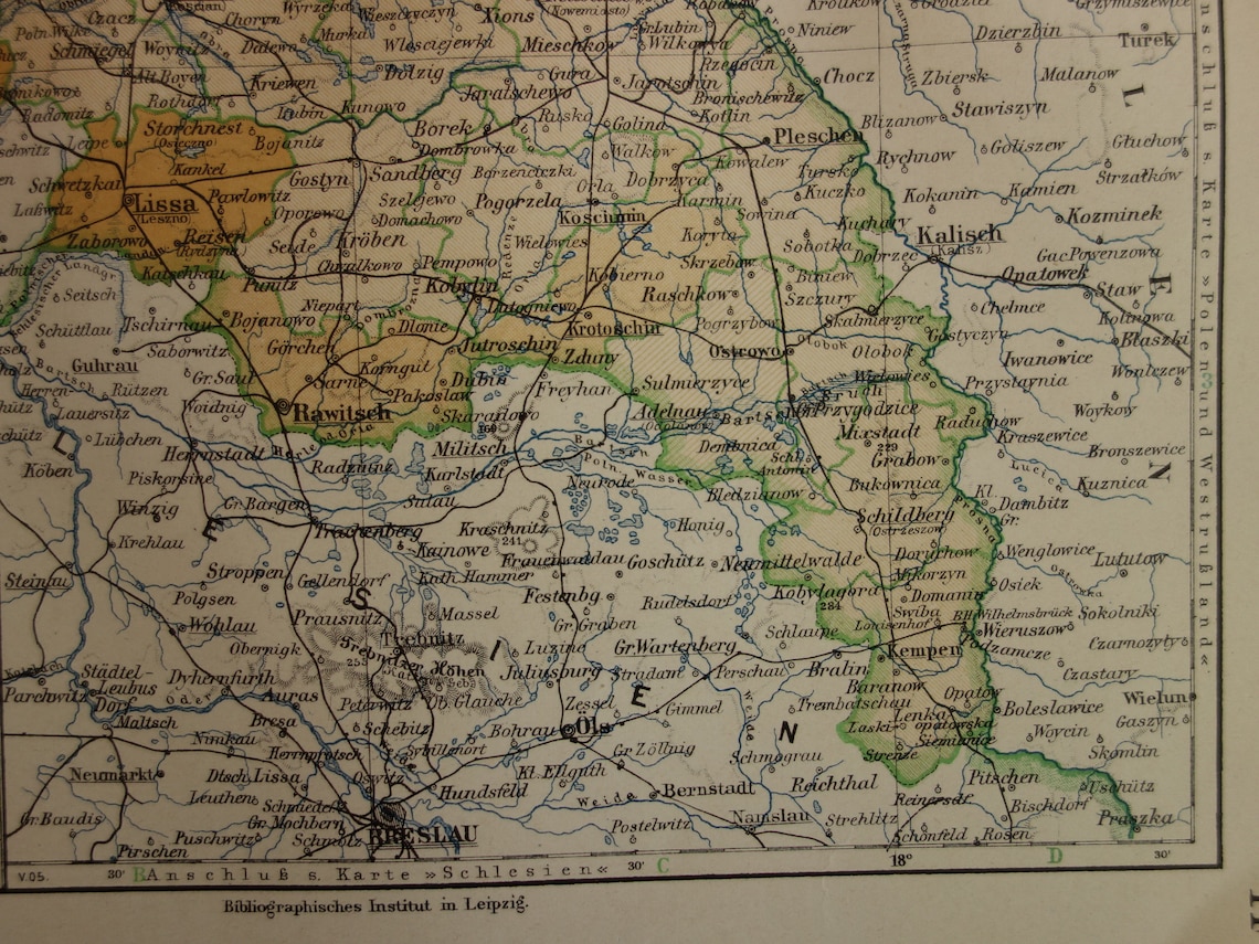 POZNAN Old map of Posen Germany province 1905 original antique | Etsy