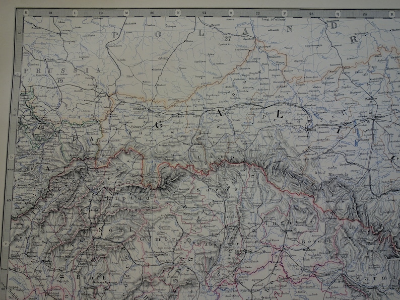 HUNGARY ROMANIA Large Antique Map 1878 Original Old English | Etsy