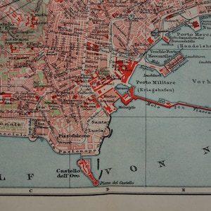 1906 Naples Old Map of Naples Italy Original Antique City Plan About ...