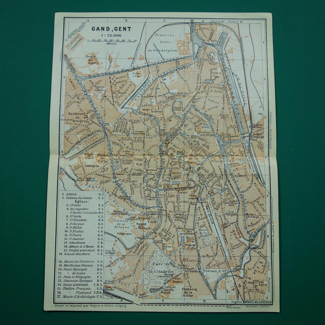 Antique Map of Ghent 1910 Original 110+ Years Old City Plan Gent Gand ...