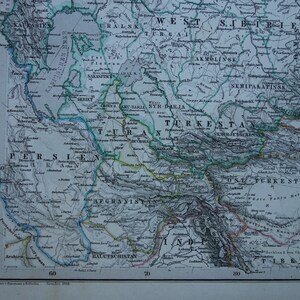 Old Map of Russia 1885 Original Antique Print of Russian Empire in Asia ...