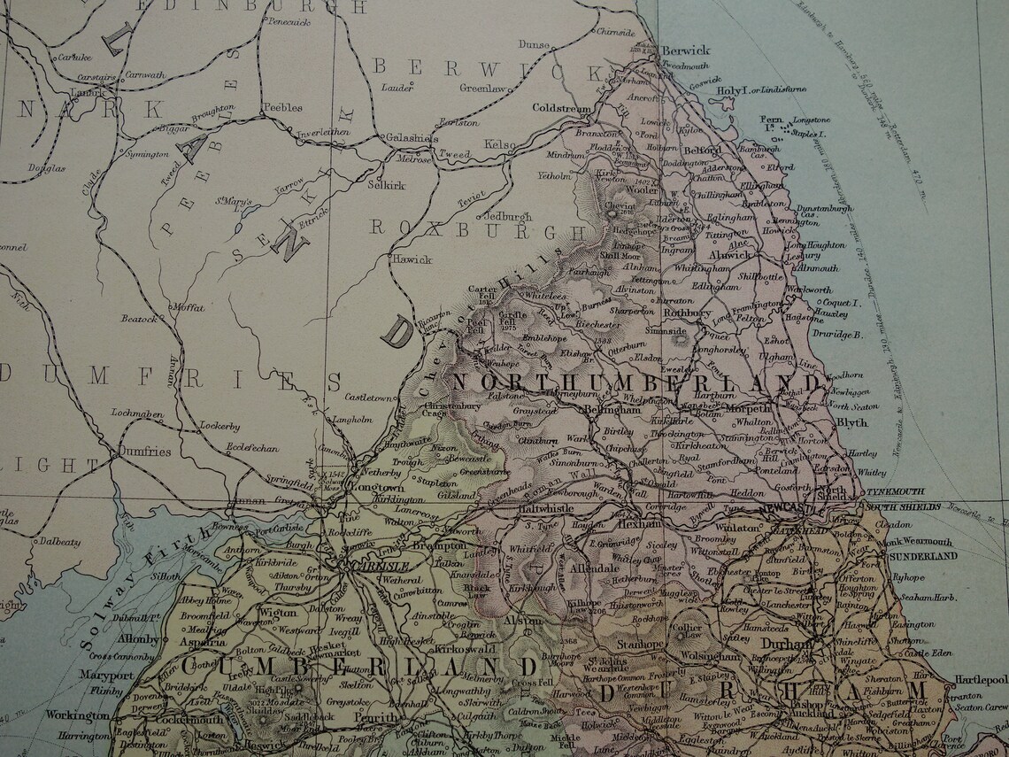 ENGLAND Old Map of Britain 1877 LARGE Original Antique Maps | Etsy