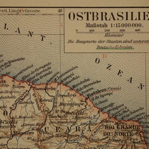 100+ Years Old Map of Eastern Brazil - Small Vintage Maps of the Rio De ...