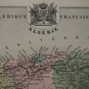 1870 Old Map of Algeria Genuine Antique Hand-colored Engraving Algeria ...