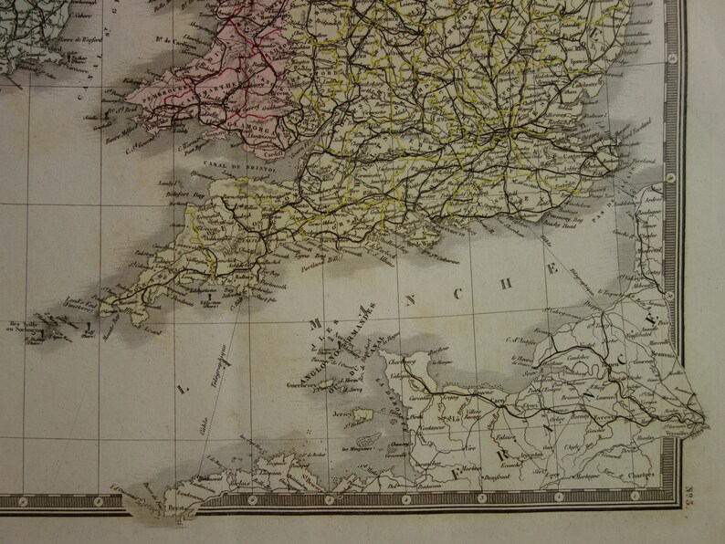 UK and Ireland Vintage Large Map of British Isles 1875 | Etsy