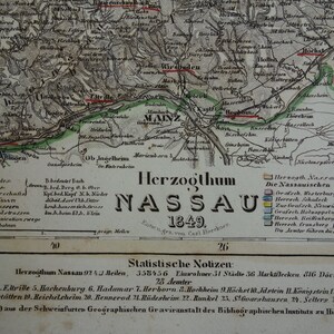 NASSAU Old Map of Nassua Duchy Germany 1849 Original Antique Print of ...