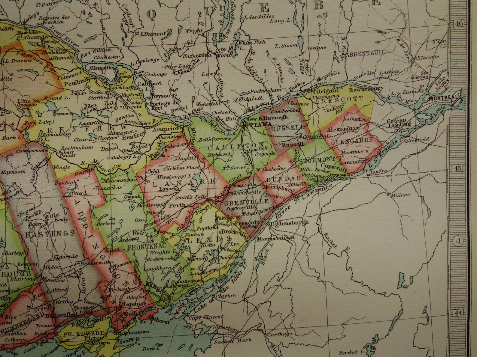 ONTARIO Old Map LARGE 1890 Original Antique Print of Ontario - Etsy