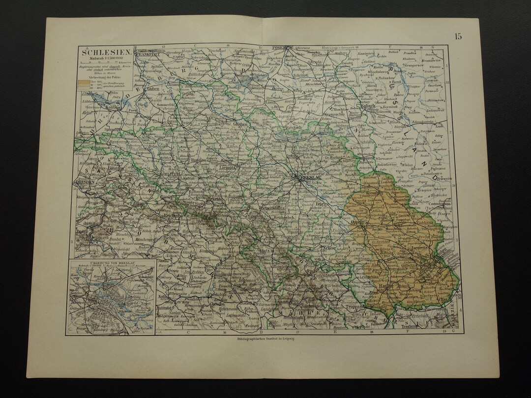 GERMANY Old Map of Germany 1905 Original Vintage Poster About Silezia ...