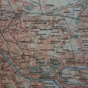 PARIS Old Map of Paris Versailles 1913 Detailed Vintage Print Paris ...