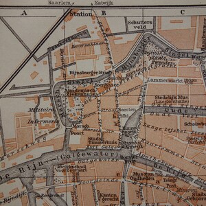 LEIDEN Old Map of Leiden 1910 Original Antique Map About Leiden Zuid ...